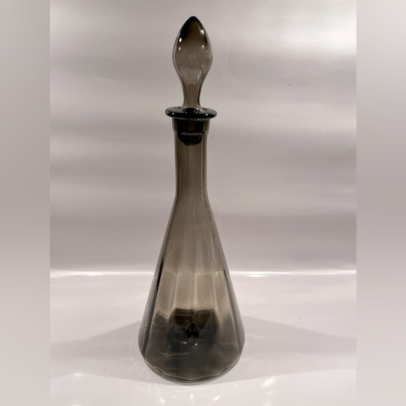 Dining | Mid Century 196s Smoky Glass Scalloped Decanter Empoli Glass ...